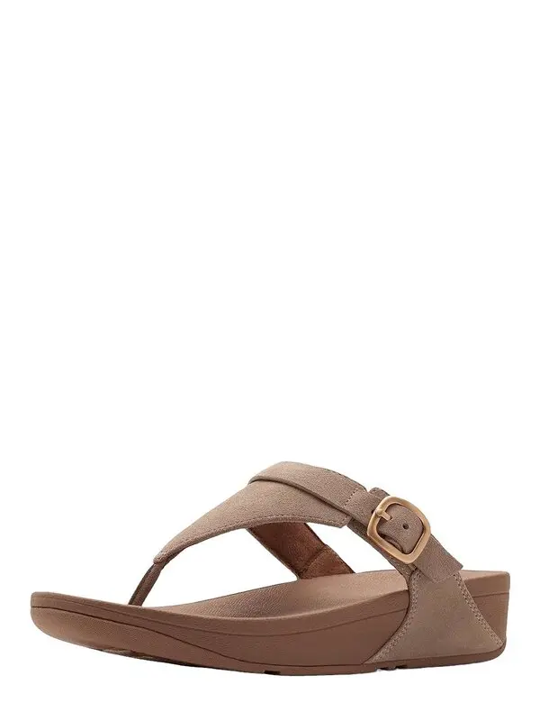 Fitflop Lulu Buckle Suede Wedge Sandals - Brown