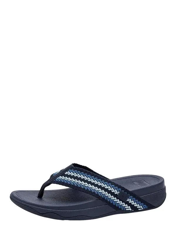 Fitflop Surfa Stripe-webbing Toe-post Wedge Sandals - Blue