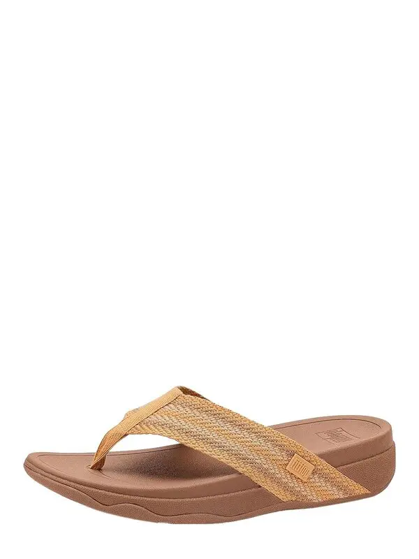 Fitflop Surfa Stripe-webbing Toe-post Wedge Sandals - Tan