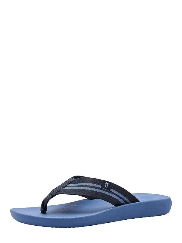Fitflop Iqushion Two-stripe Webbing Flip-flops Wedge Shoes - Blue