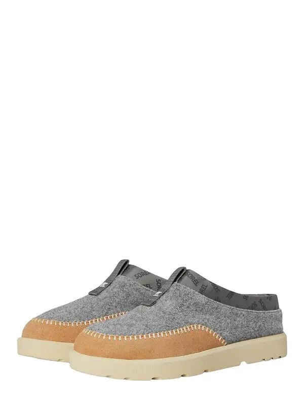 Sorel Byways Mule Clogs With Suede Accents And Faux Fur Lining - Gray
