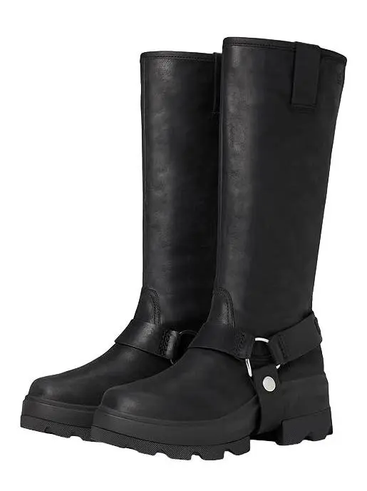 Sorel Tall Leather Boots With Chunky Lug Sole - Black