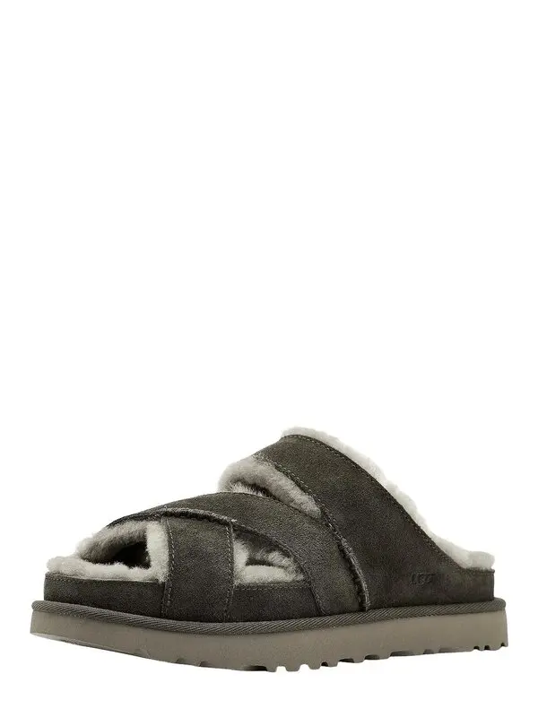 UGG Greenport Cross Strap Slide Slipper - Dense Smoke