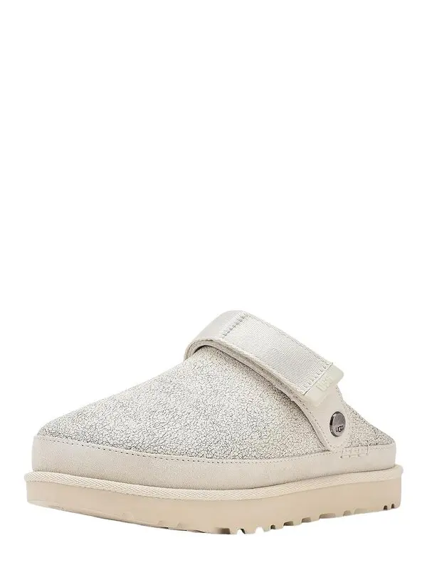 UGG Goldenstar Crackle Clogs Textured Leather Slip-ons - White