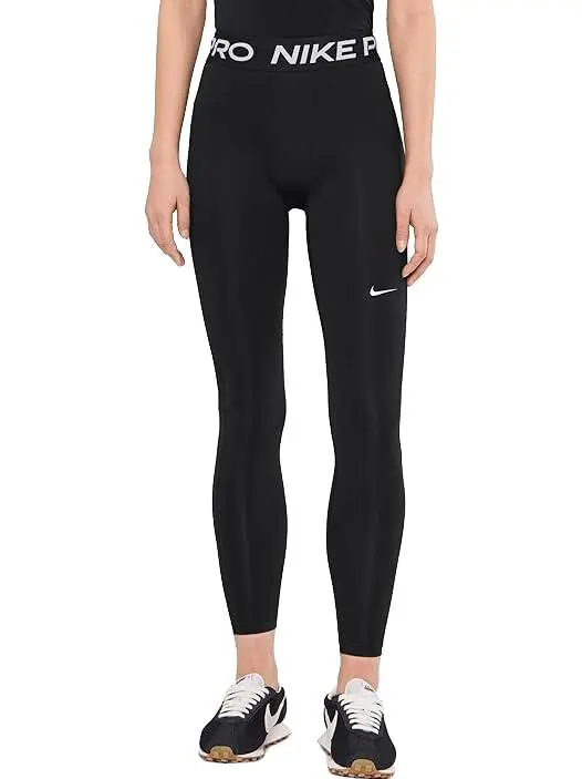 Nike Pro Mid-rise Full-length Leggings Workout Midnight /white - Black