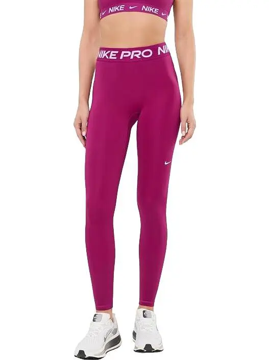 Nike Pro Mid-rise Full-length Leggings - True Berry/white