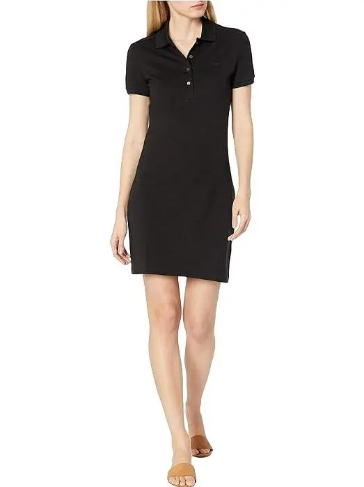 Lacoste Short Sleeve Slim Fit Stretch Pique Polo Dress - Black