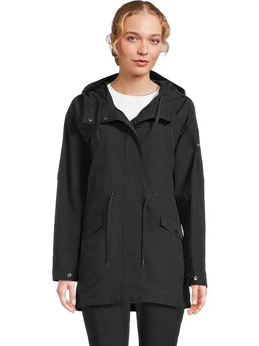 Columbia Hooded Water-resistant Jacket With Drawstring Waist - Black