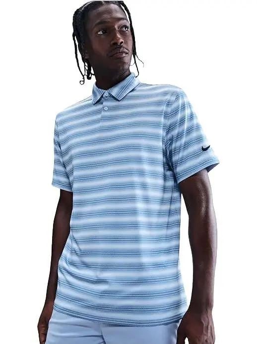 Nike Velocity Dri-fit Striped Golf Polo Clothing University Black - Blue