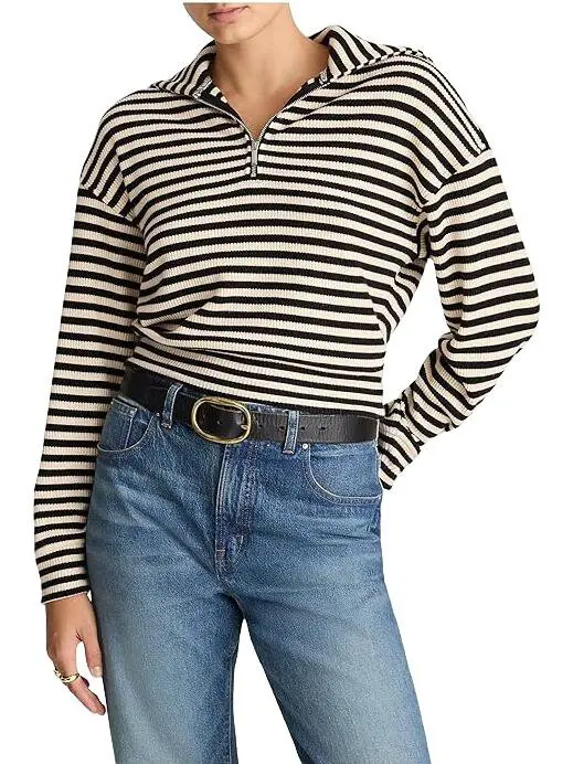 Madewell Half Zip Stripe Jacket - Black