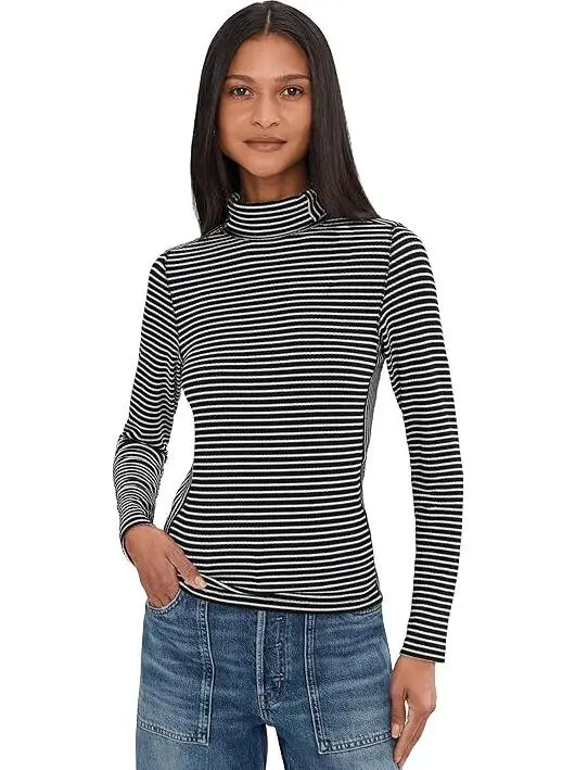 Madewell Stripe Coverstitch Turtleneck - White
