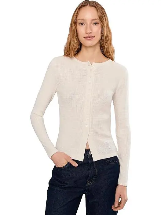 Madewell Joan Crewneck Snitty Waffle Cardigan - Beige