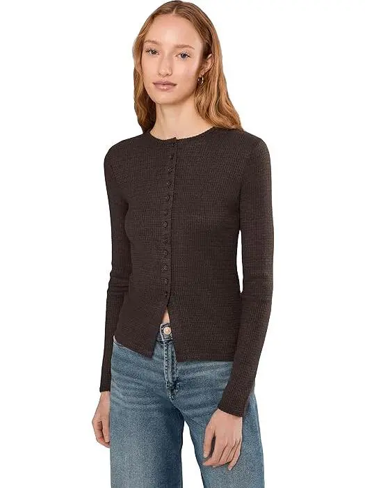 Madewell Joan Crewneck Snitty Waffle Cardigan - Brown