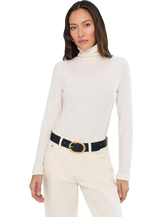 Madewell Coverstitch Turtleneck Top - White
