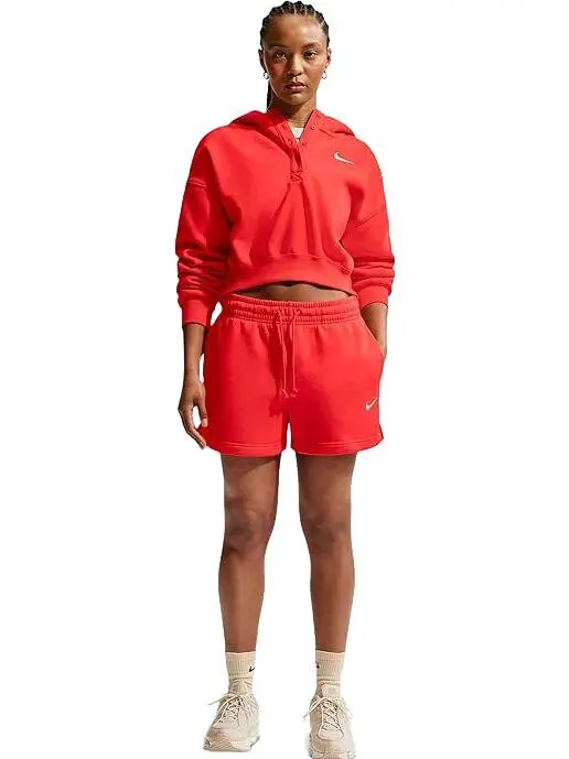 Nike Phoenix Fleece Oversized Crop Henley Hoodie - Orange