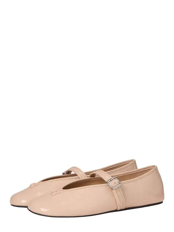 COACH Sculpted C Crinkle Patent Leather Mary Jane Flat Shoes - White
