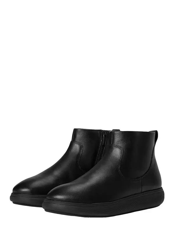 Fitflop Iq-comff Leather Zip Ankle Boots - Black