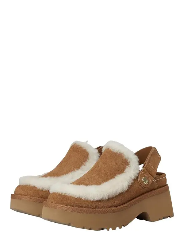 UGG Esmee Clogs With Sheepskin Trim - Brown