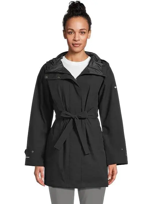 Columbia Trench Jacket With Hood And Belt - Black