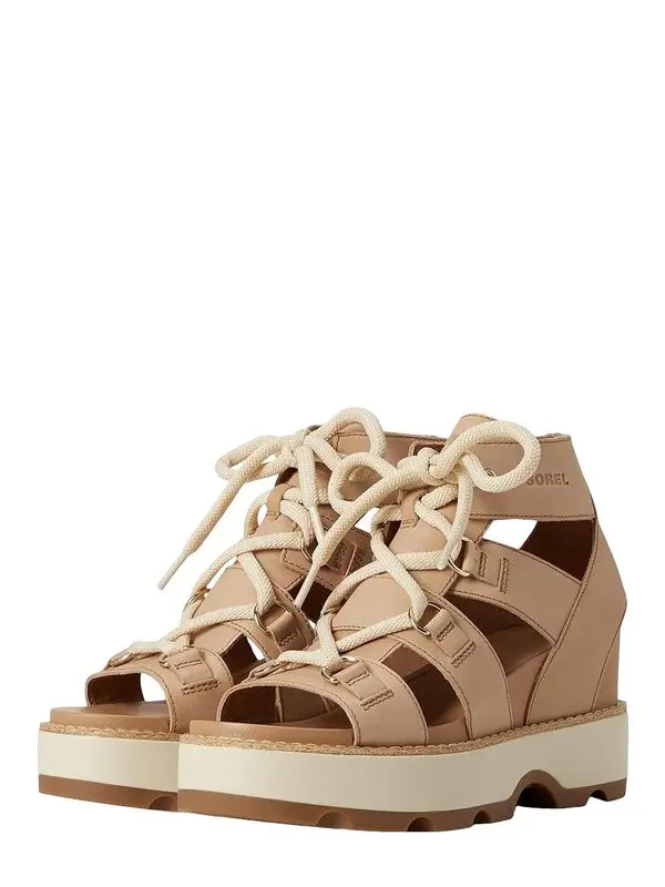 Sorel Joanietm Iv Lace Up Wedge Sandals - Beige