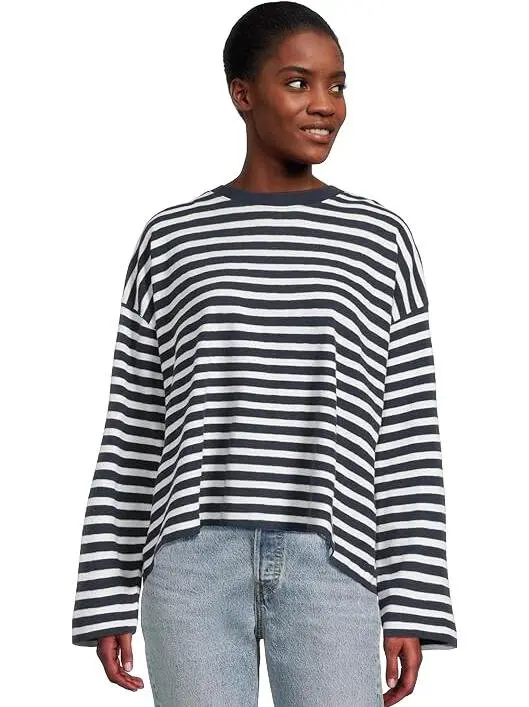 Madewell Long Sleeve Easy Tee Striped Cotton - Navy
