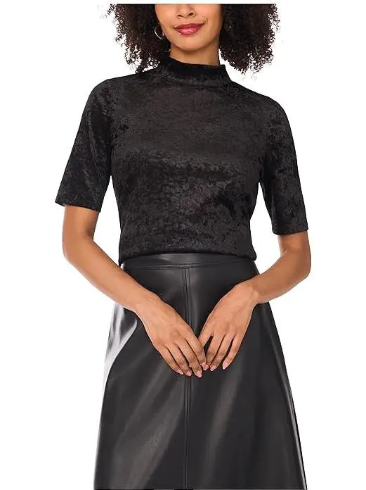 Vince Camuto 3/4 Sleeve Mock Neck Top - Black