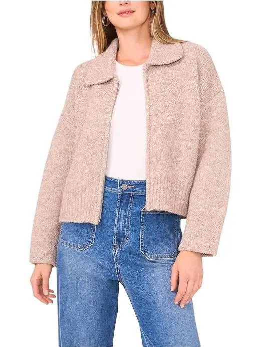 Vince Camuto Collared Zip-up Cardigan Sweater - Pink