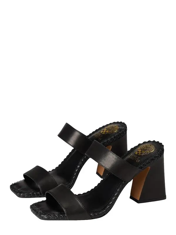 Vince Camuto Kaden Stitched Block Heel Mule Sandals - Black