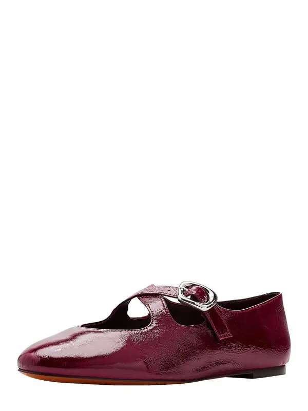 Madewell The Remy Crisscross Mary Jane Flat Shoes - Burgundy