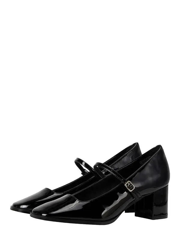 Madewell The Greta Pump Mary Jane Block Heel Dress Flats - Black