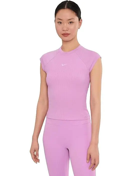 Nike Chill Knit Rib Short Sleeve Top - Pink