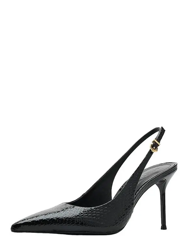 Schutz Paola Pointed Toe Stiletto Slingback Heels - Black