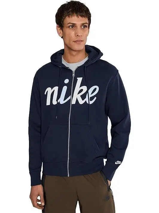 Nike Club Full-zip Fleece Hoodie - Navy