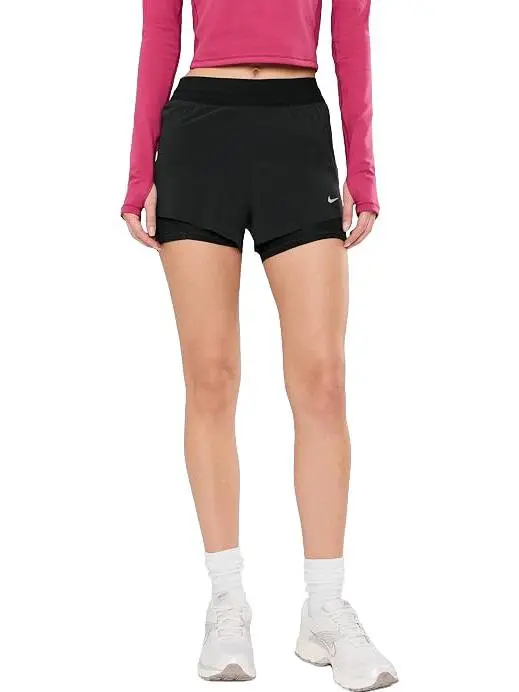 Nike Swift Dri-fit Mid-rise 2-in-1 Running Shorts - Black/reflective Silver