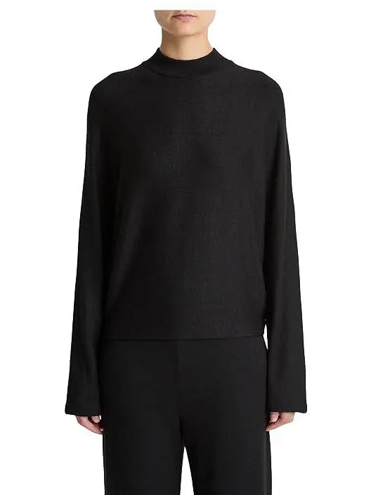Vince Cozy Long Sleeve Mock Neck Top - Black