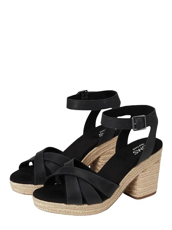 Toms Majorca Strappy Block Heel Sandals - Black