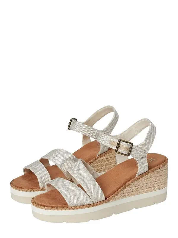 Toms Darya Platform Wedge Sandals With Rope-wrapped Midsole And Buckled Ankle Strap - Gray
