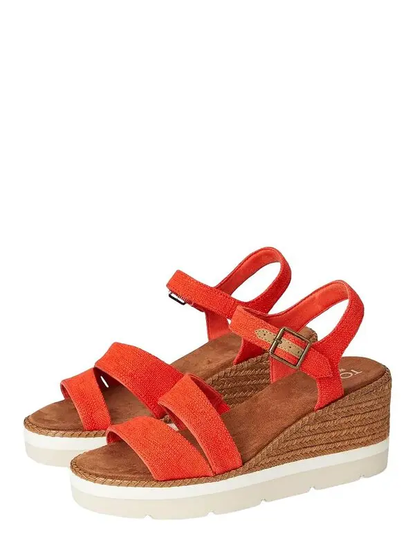 Toms Darya Platform Wedge Sandals With Rope-wrapped Midsole And Buckled Ankle Strap - Orange