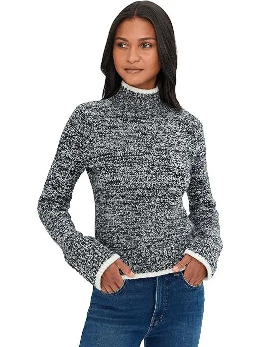 Madewell Marl Cozy Cotton Nelly Mockneck Sweater - Black