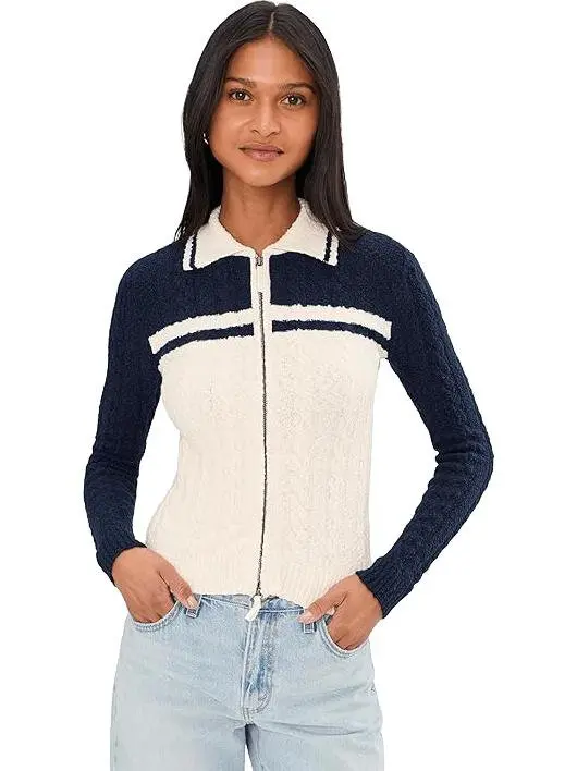 Madewell Colorblock Zip Cotton Boucle Cardigan - Bone