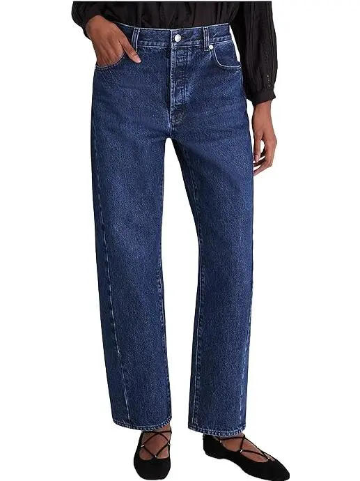 Madewell Pieced Barrel Jeans In Mckinney Wash - Navy