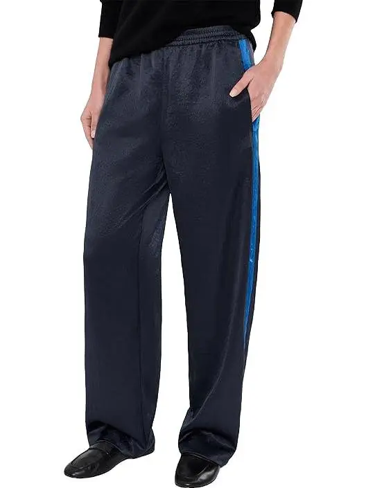Madewell Debs Pull-on Track Stripe Wide-leg Pants - Navy