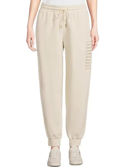 PUMA Maximal Metallic Comfort Fleece Sweatpants - White