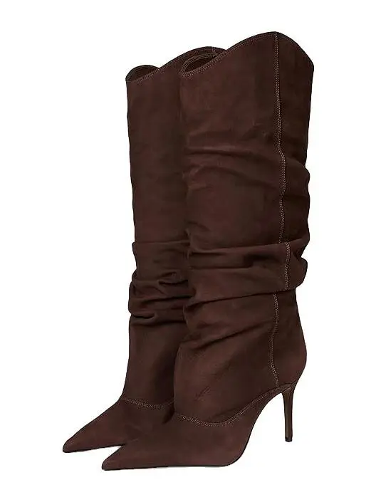 Schutz Slouch High Heel Boots - Brown