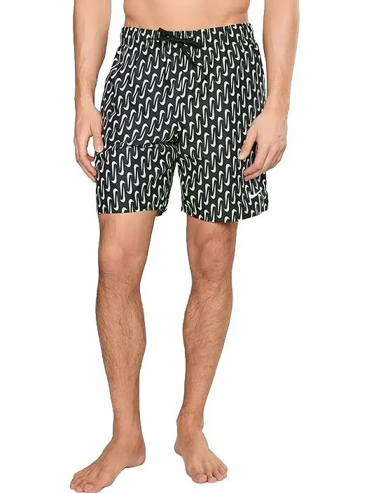 Nike Breaker Swoosh Link 7 Brief Lined Volley Swim Trunks - Black