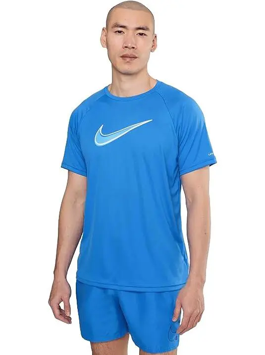 Nike Hydroguard Outline Swoosh Dri-fit Uv Short Sleeve Swimwear - Blue