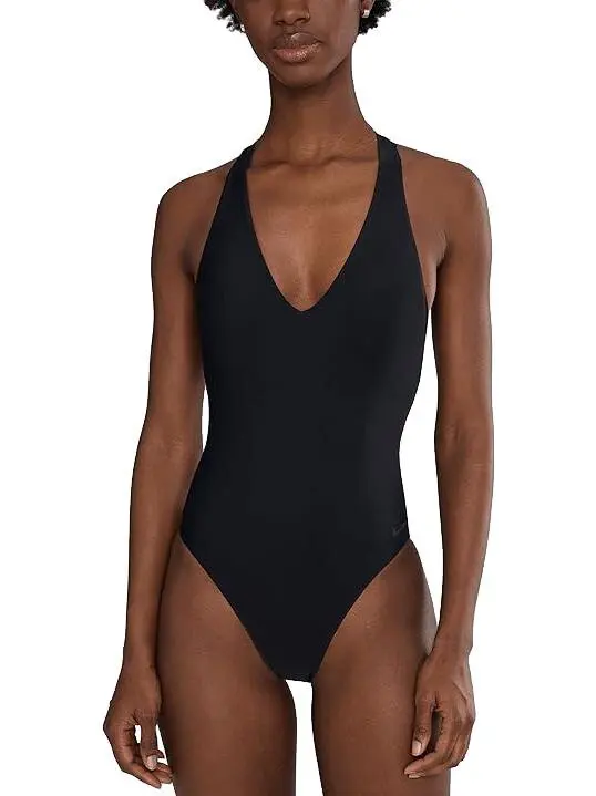 Nike Hydralock Luxe V-neck One-piece Swimsuit - Black