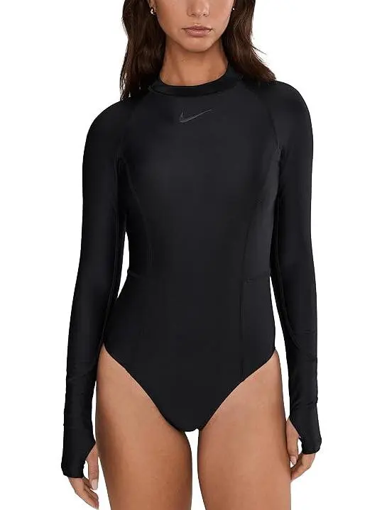Nike Hydralock Fusion Long Sleeve One Piece Swimsuit - Black