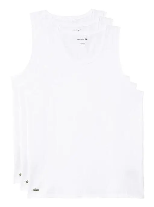 Lacoste 100% Cotton Slim Fit Tank Top 3-pack T Shirt - White