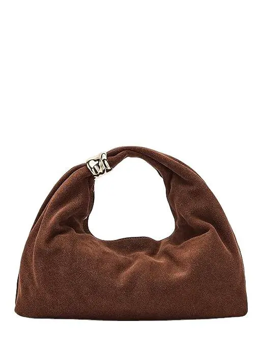 Madewell Suede Hand Held Ring Pouch Shoulder Handbag - Mahogany